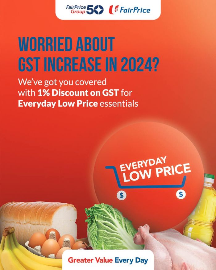 NTUC FairPrice 1% Discount on GST from 1 Dec 2023 until 30 Jun 2024