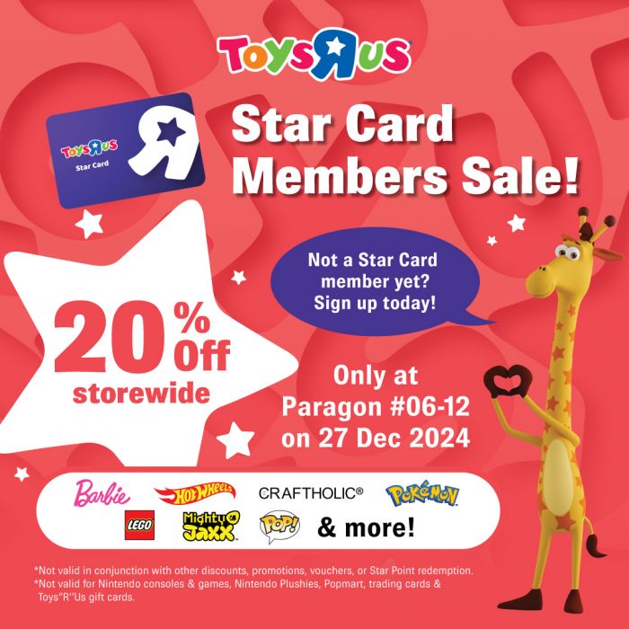 Toys R Us Paragon Star Card Members Sale: 20% Off Storewide (27 Dec 2024)