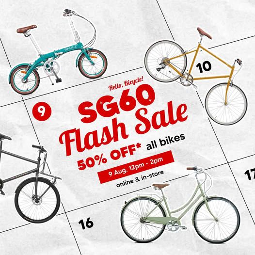 Hello Bicycle SG60 Flash Sale - 50% OFF Every Bike (9 August 2025)