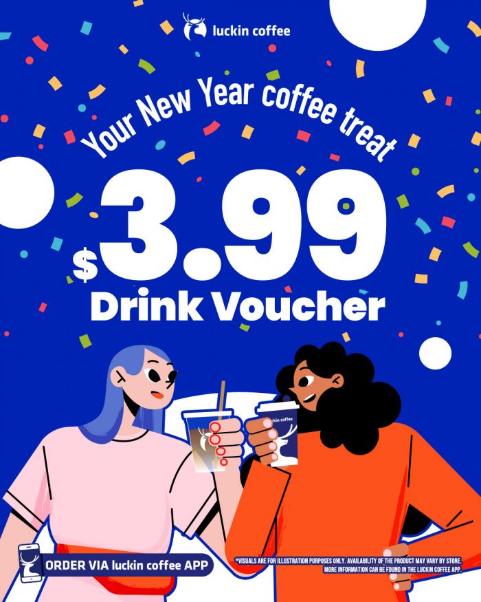 Luckin Coffee New Year Treat: Any Drink for $3.99 (6-11 Jan 2026)