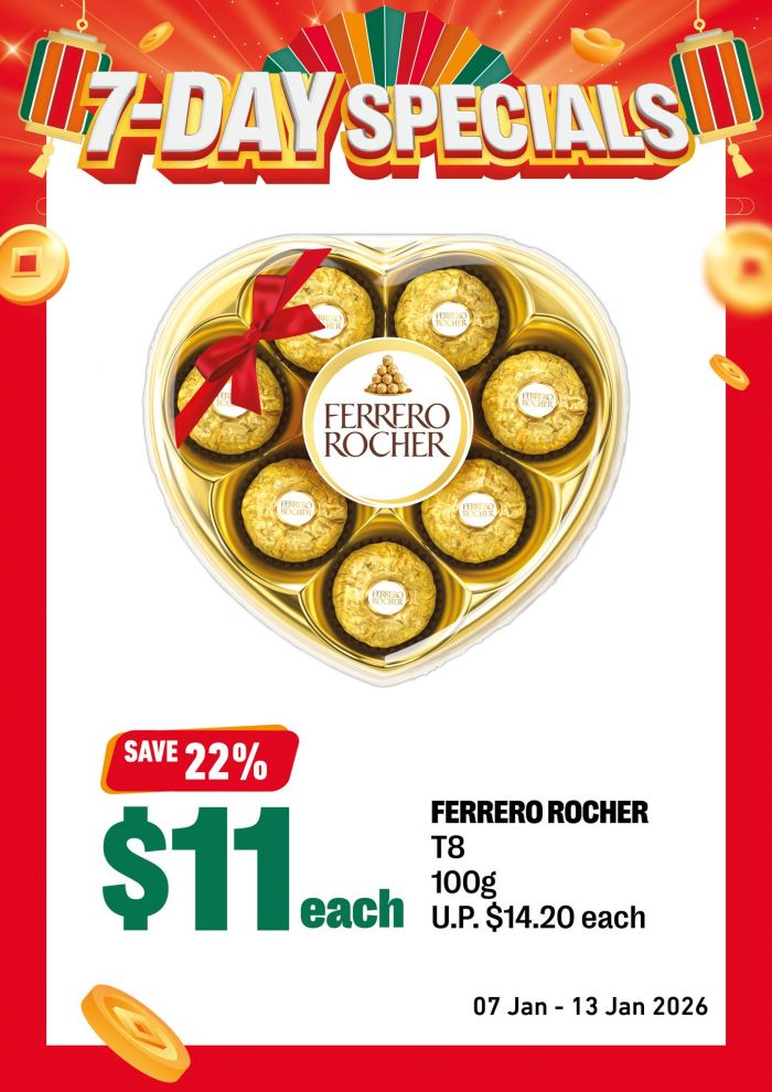 7-Eleven 7-Day Special: Ferrero Rocher T8 Heart Box $11 (7-13 Jan 2026)